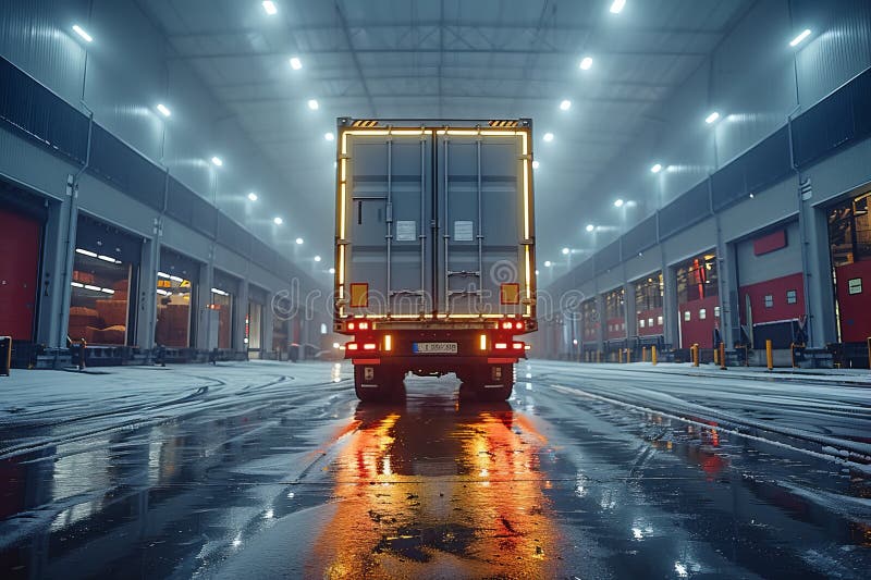 Truck with Open Container Waiting for Loading at Industrial Building ...