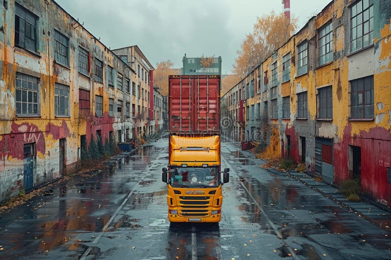 Truck with Open Container Waiting for Loading at Industrial Warehouse ...