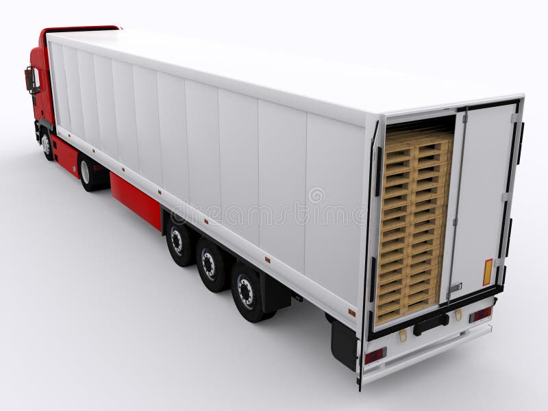 Truck with open trailer stock image. Image of diesel - 40145161