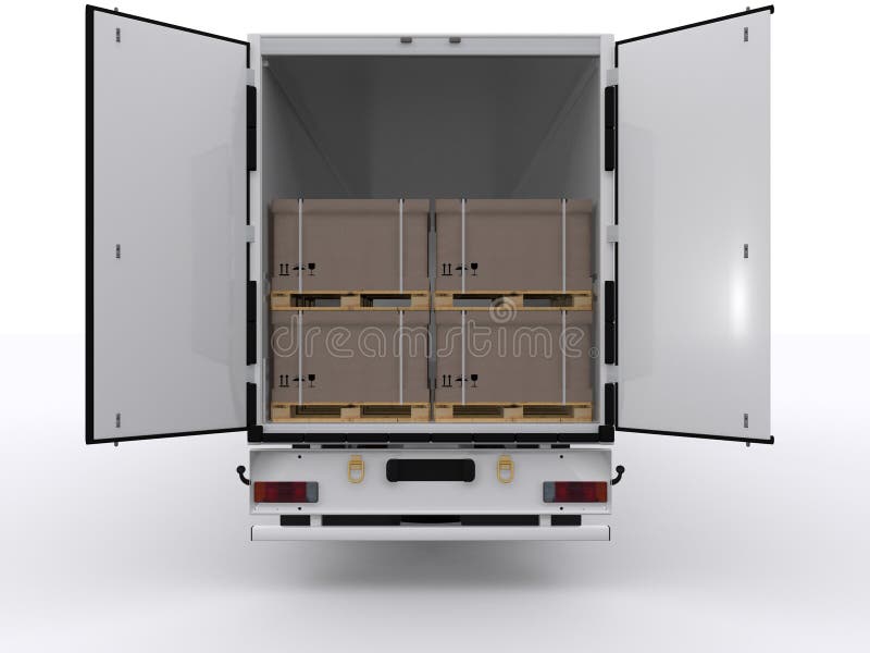 Truck with open trailer stock image. Image of diesel - 40145161