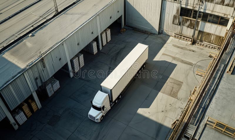 Truck Parked Industrial Loading Area Warehouse Pallets Stock Photos ...