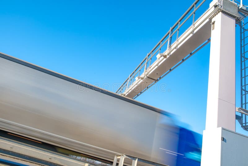 Truck Passing through a Toll Gate on a Highway Toll Roads Stock Image ...