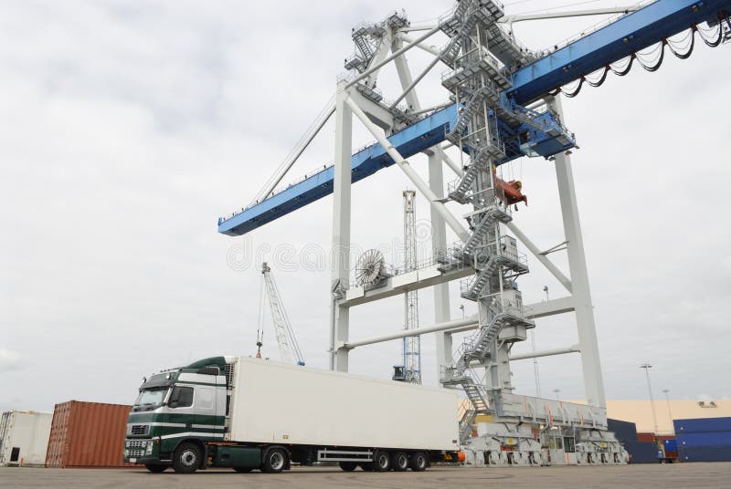 Truck in Port Waiting for Cargo Stock Image - Image of freeway, cargo ...
