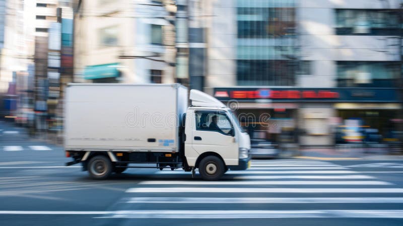 Truck Positioned in a Warehouse with High, Stacked Shelves Filled with ...