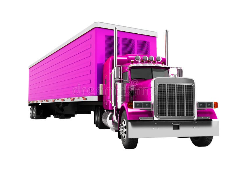 Truck Purple with Purple Trailer 3d Render on Blue Background Wi Stock ...