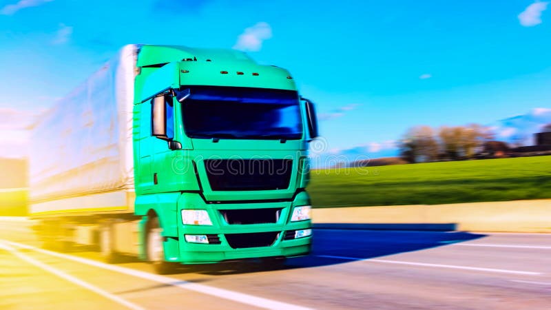 Truck on the Road . Commercial Transport Stock Photo - Image of ...