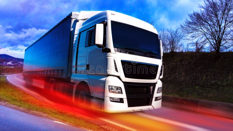 Truck on the Road . Commercial Transport Stock Image - Image of busy ...