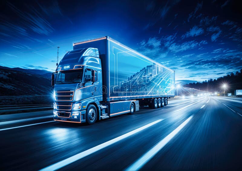 Truck on the Road with Motion Blur Background, Transportation and ...