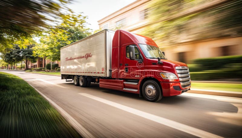 Truck on the Road with Motion Blur Background. Transportation and ...