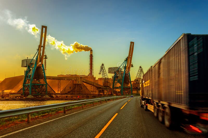 Truck in port stock image. Image of harbour, road, harbor - 41353863