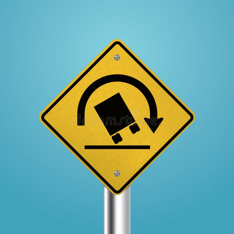 Truck Rollover Warning for Sharp Curves Sign. Vector Illustration ...