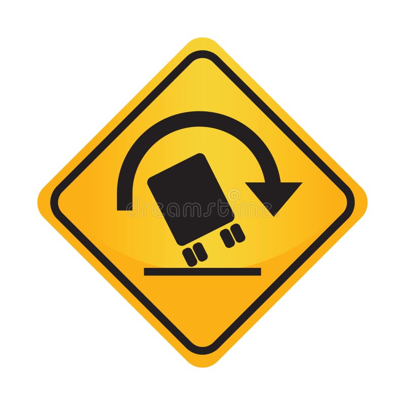 Truck Rollover Warning for Sharp Curves Sign. Vector Illustration ...
