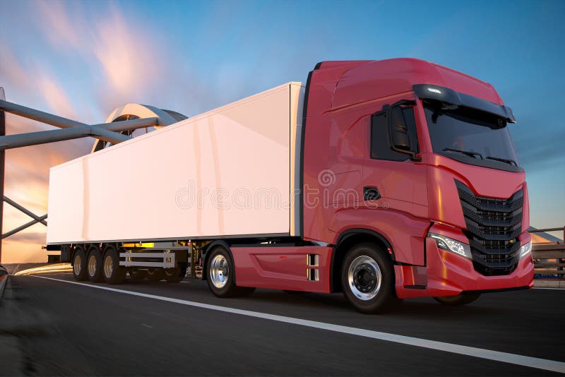 Truck with a Semi-trailer Driving an Expressway Stock Image - Image of ...