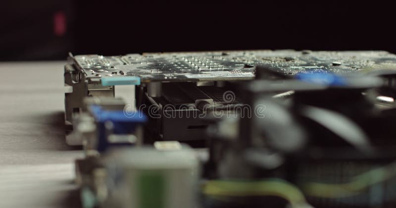 Truck Shot of VGA Card or Video Graphics Array Detail on Black Foam ...
