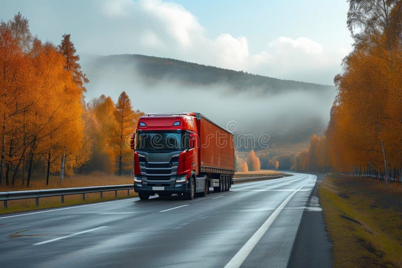 Truck Tales: Front and Back Road Perspectives. Stock Illustration ...