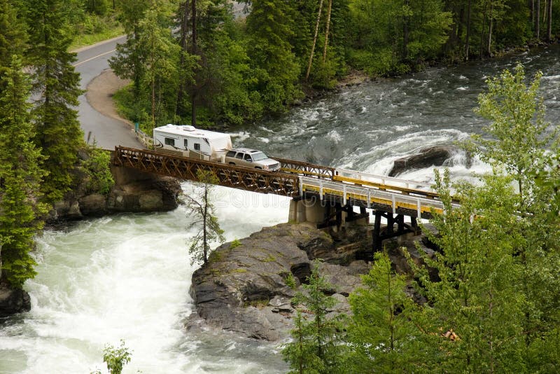 Truck and Trailer Crossing a River Stock Image - Image of towing ...