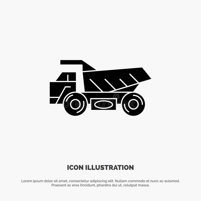 Truck, Trailer, Transport, Construction Solid Glyph Icon Vector Stock ...