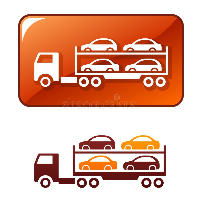 Truck Transporting the Cars. Vector Icon Stock Vector - Illustration of ...