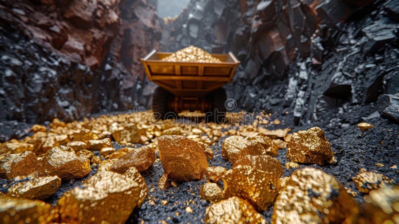 A Truck Transports Ore from a Gold Mine Shaft. Gold Mining in the Mine Stock Image - Image of ...