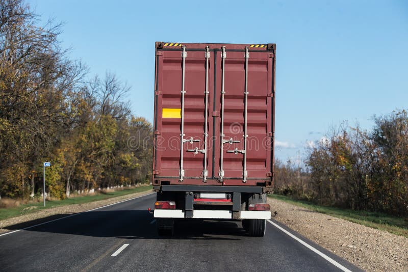 Truck Transports a Sea Freight Container Stock Image - Image of bulk ...