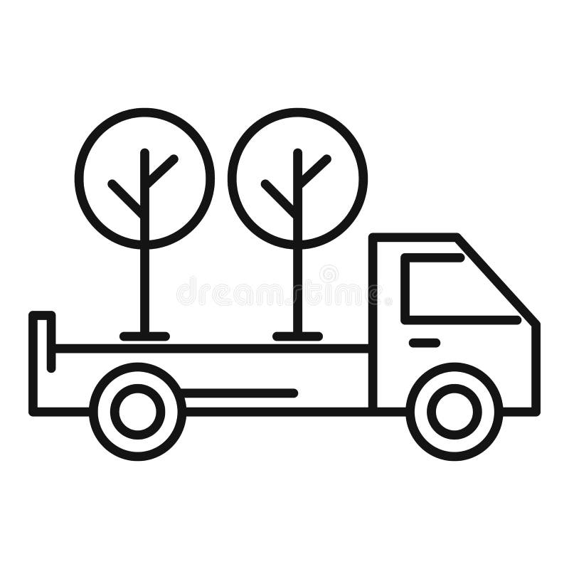 Truck, Plants and Trees Delivery Icon Set, Flat Design Vector ...