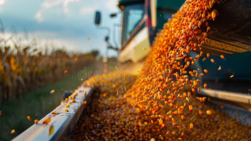 Truck Dumping Corn in Rural Field Stock Image - Image of farm, maize ...