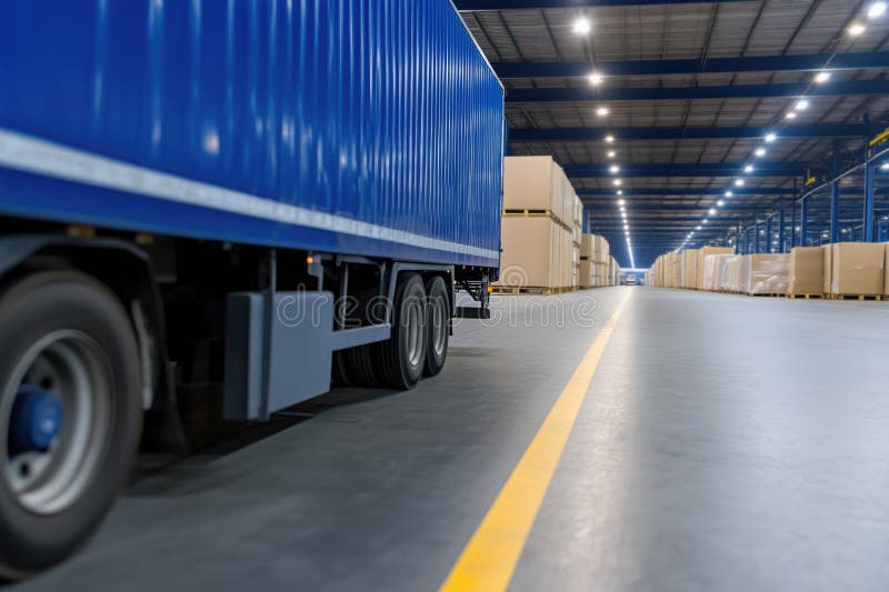 Truck in Warehouse. Logistics and Transportation of Goods Stock ...