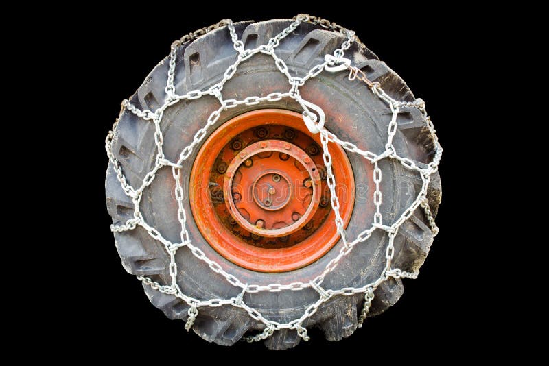 Truck wheel with chains stock image. Image of black, outdoor - 31011939