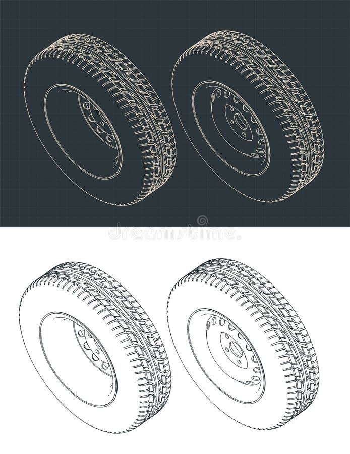 Truck Wheel Isometric Blueprints Stock Vector - Illustration of ...