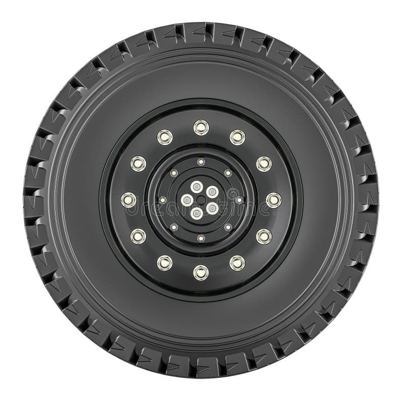 Truck Wheel, Side View. 3D Rendering Stock Illustration - Illustration ...