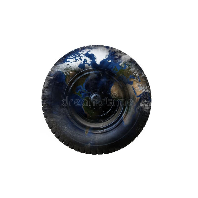 Truck Wheel and Tire with World Map and Cloud Image Source from NASA ...