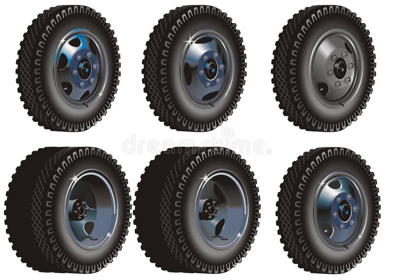 Truck wheels set stock vector. Illustration of accessory - 13074167