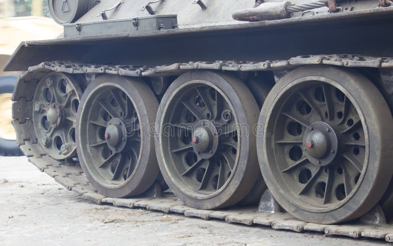Truck and Wheels of the American Tank. Rear View Tank Stock Photo ...