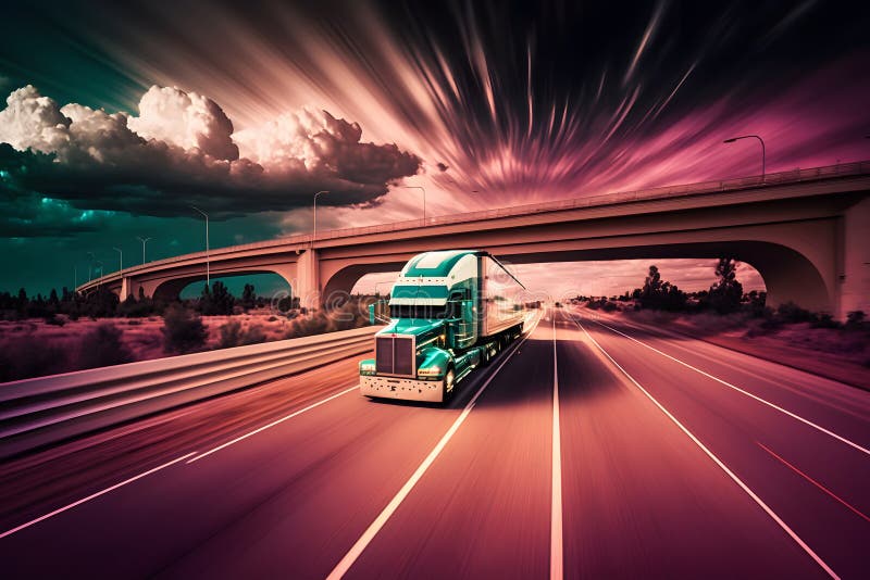 Trucker Car Rides. Neural Network AI Generated Stock Illustration ...