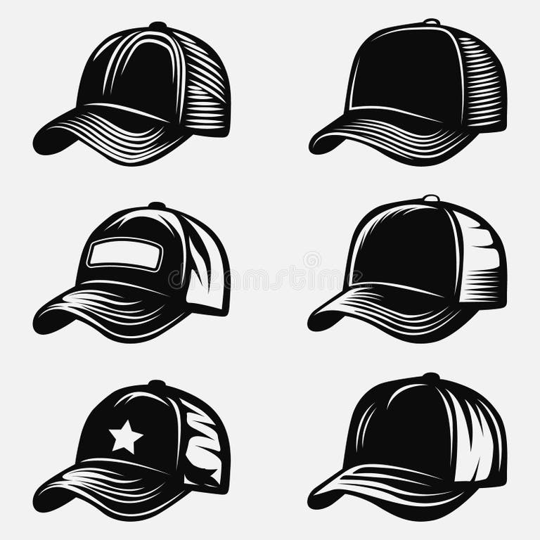 Trucker Hat Silhouette Vector Set Silhouettes Bundle Collection Stock ...