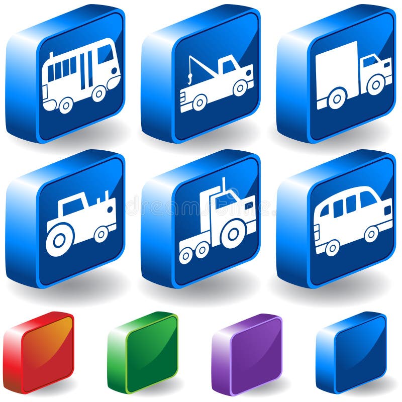 Trucks 3D Button Set stock vector. Illustration of square - 9299235
