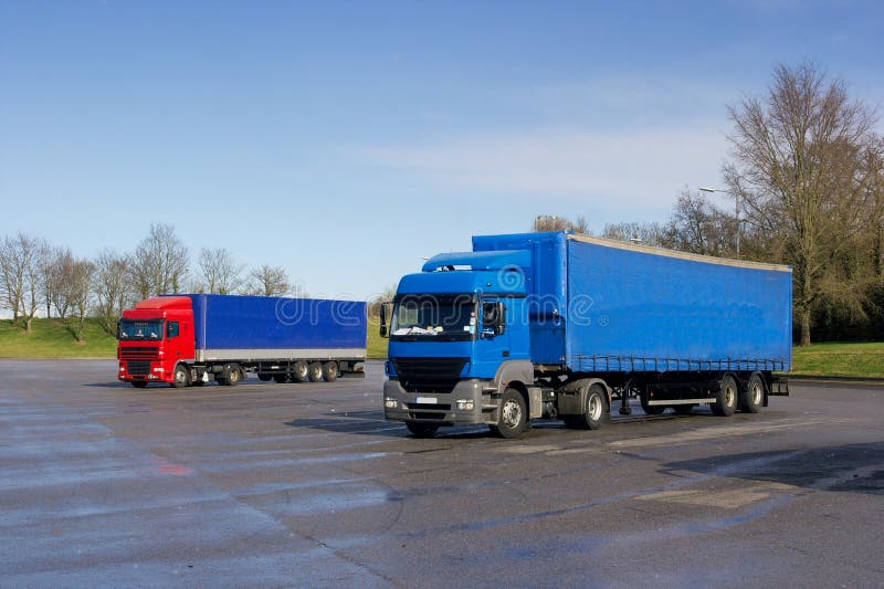 Trucks on a Highway Parking Place Stock Image - Image of rest, space ...