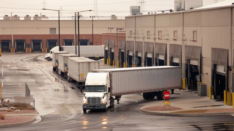 Trucks Coming and Going from the Large Loading Dock Constantly in ...
