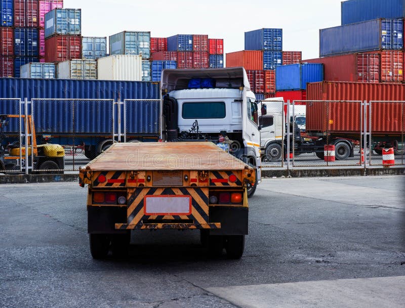 Trucks in the Container Storage Yard Stock Image - Image of equipment ...