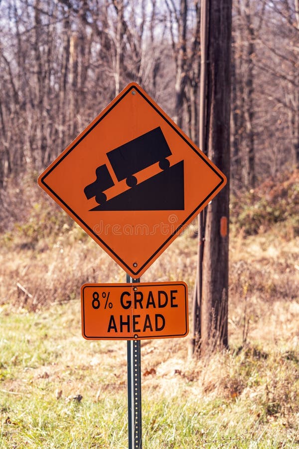 Trucks 8 Grade Warning Sign Stock Image - Image of speed, direction ...