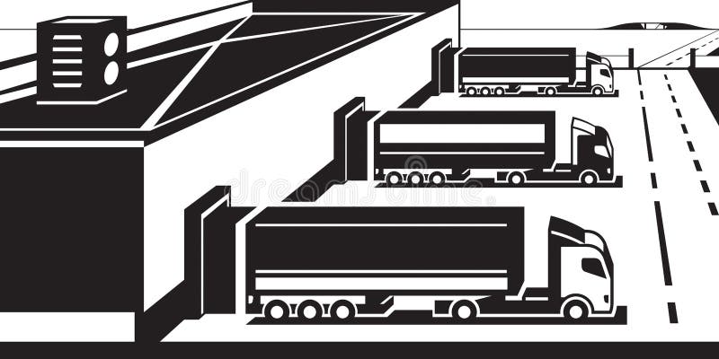 Trucks Loading Goods in Cargo Terminal Stock Vector - Illustration of ...