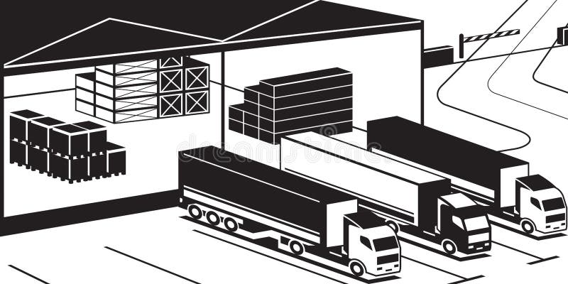 Trucks Loading Goods in Warehouse Stock Vector - Illustration of icon ...