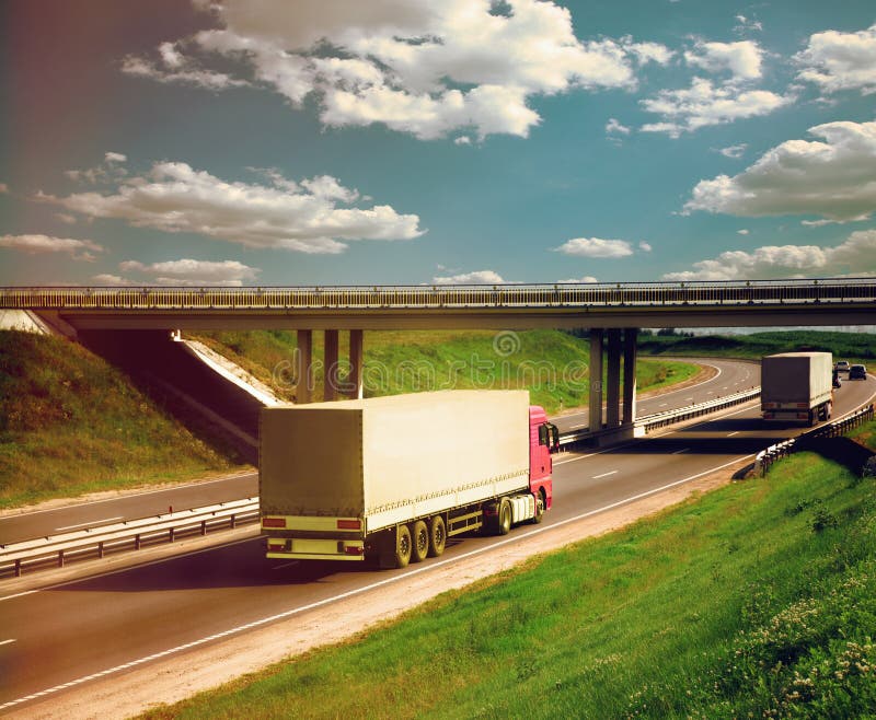 Trucks lorry on road stock image. Image of moving, motorway - 55084795