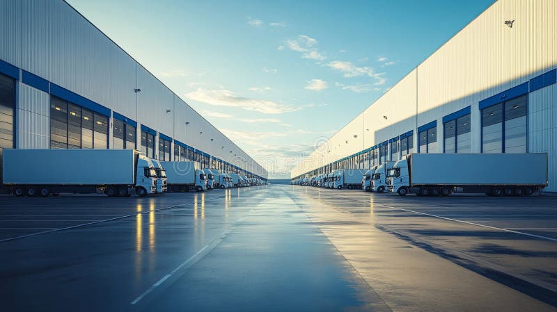 Trucks Parked at Modern Warehouse Distribution Center Stock ...