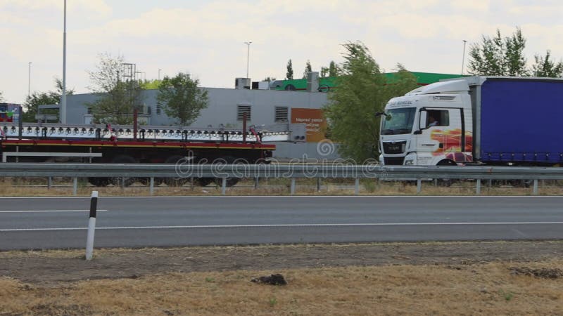 Trucks Queue Border stock video. Video of stuck, stop - 254098173
