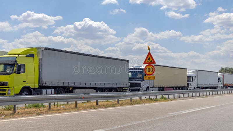 Trucks Queue Border stock photo. Image of stucked, entry - 254316428