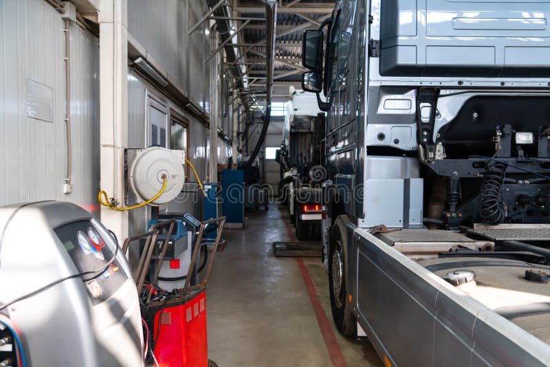 Trucks Repair in Car Service Stock Image - Image of transportation ...