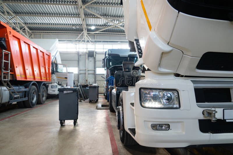 Trucks Repair in Car Service Stock Image - Image of station, service ...