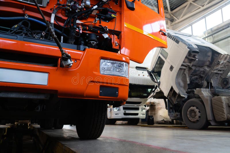 Trucks Repair in Car Service Stock Image - Image of engine, transport ...