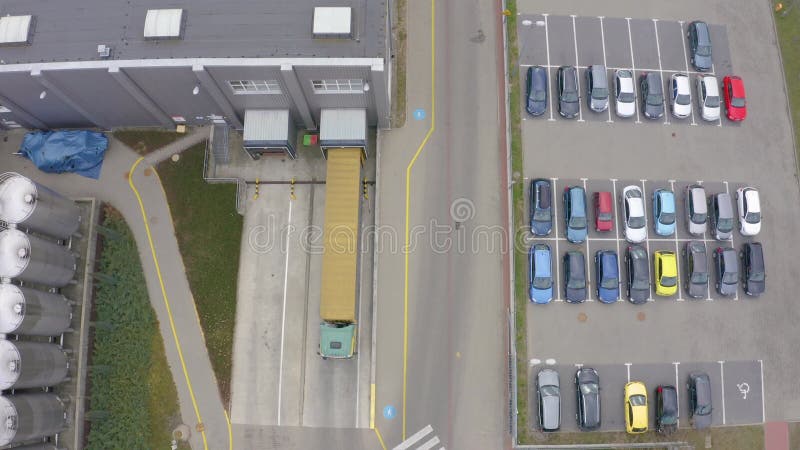 Trucks with Semi-trailers Stand on the Parking Lot of the Logistics ...